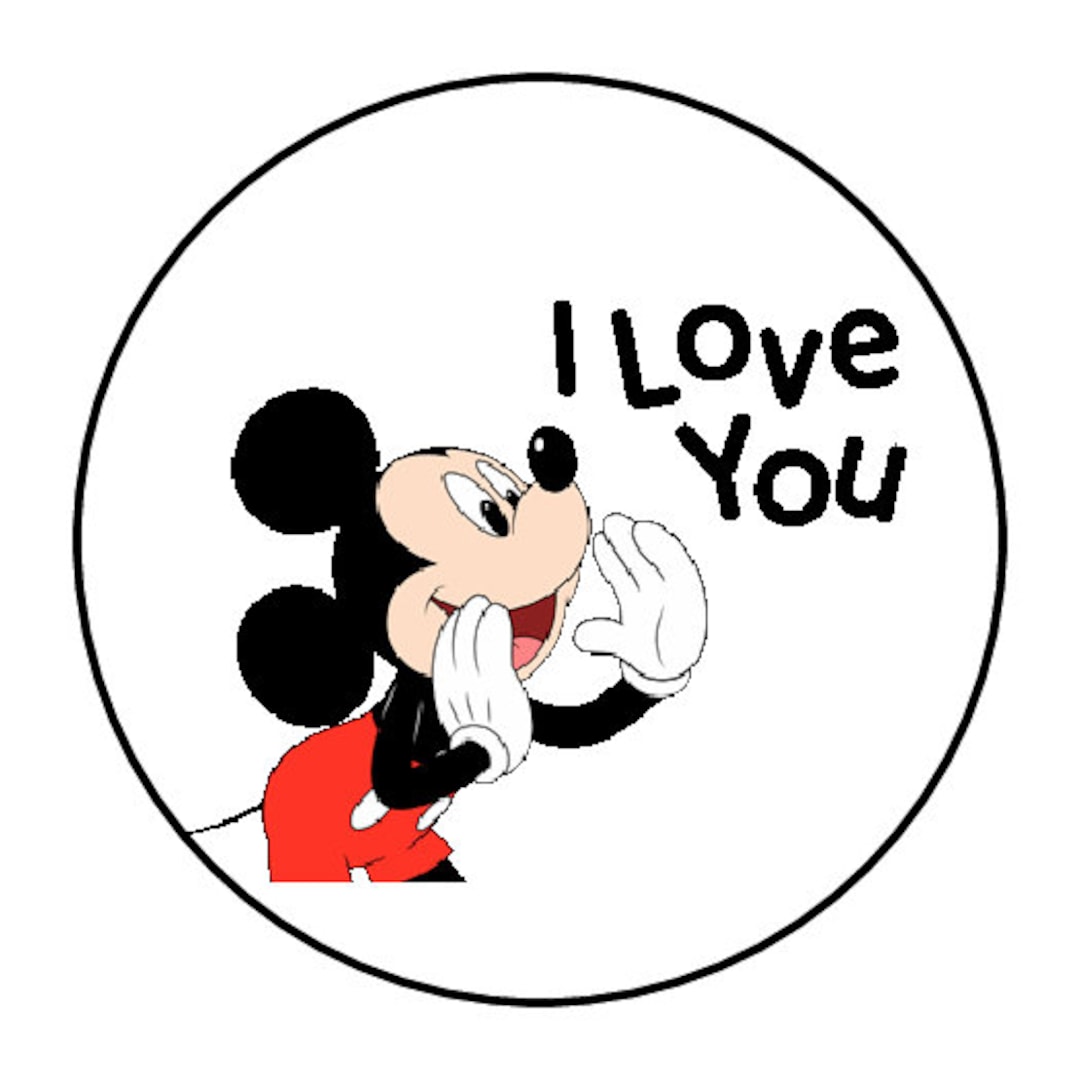 30 Mickey Mouse I Love You Stickers Envelope Seals Labels 1.5" Round ...