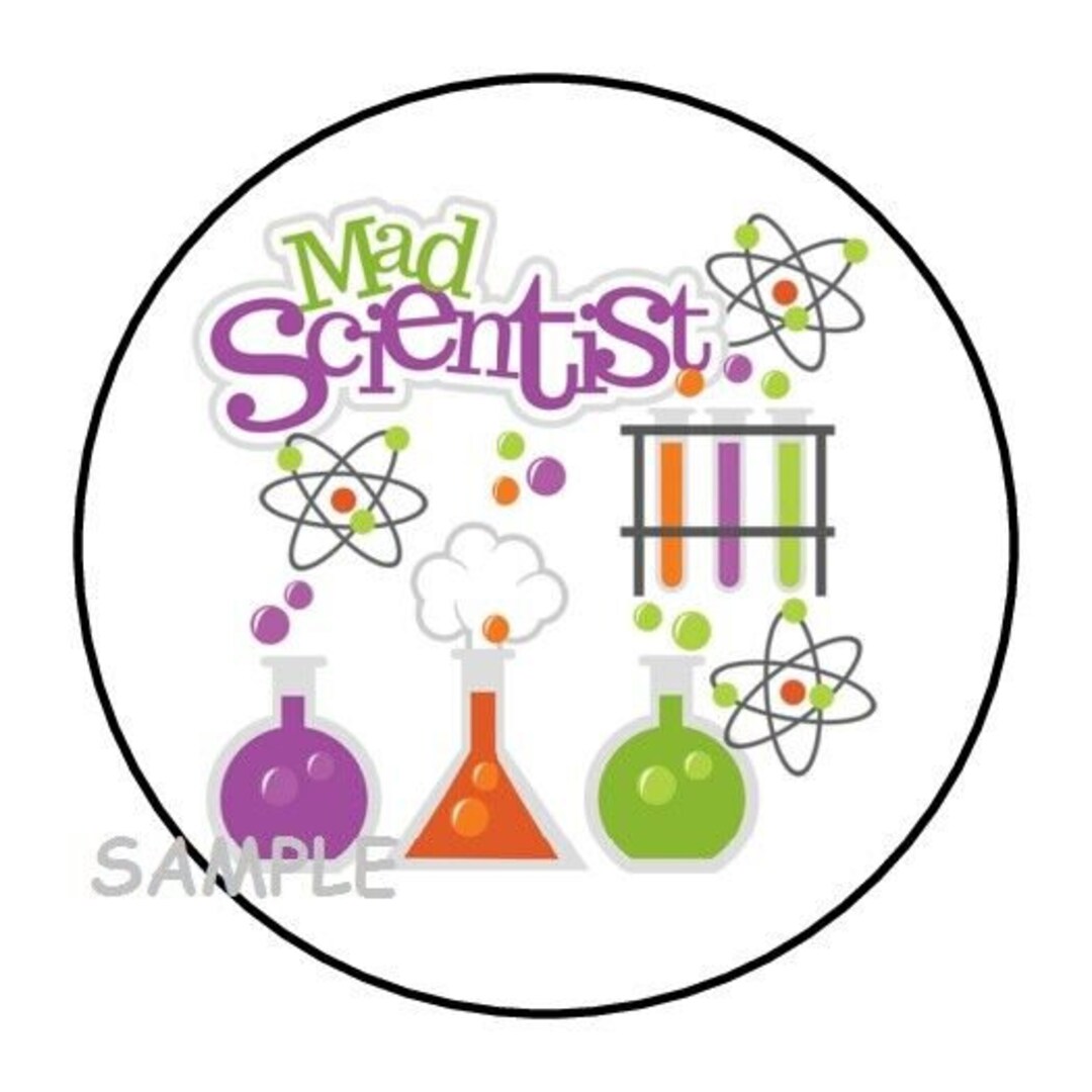 30 Science Envelope Seals Labels Stickers 1.5" Round Birthday Party ...