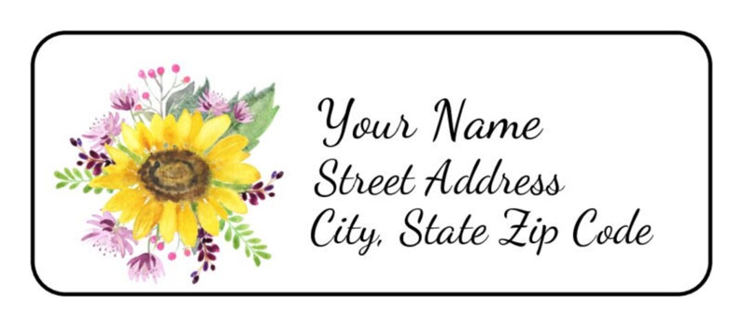 30 Personalized Sunflower Address Labels, Stickers, Name Tags - Etsy