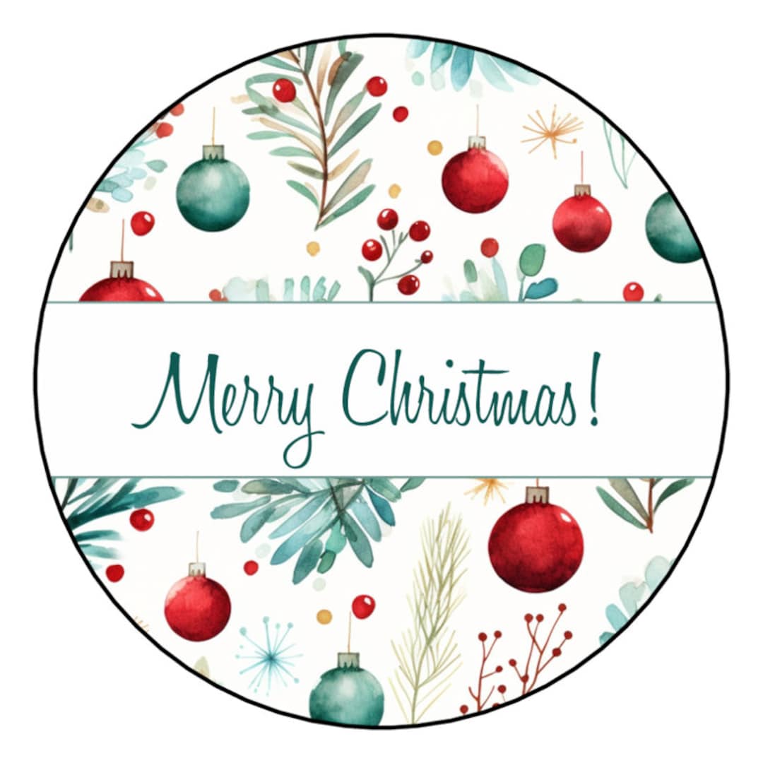 12 Large Merry Christmas Stickers, Envelope Seals, Tags, Favors, Labels ...
