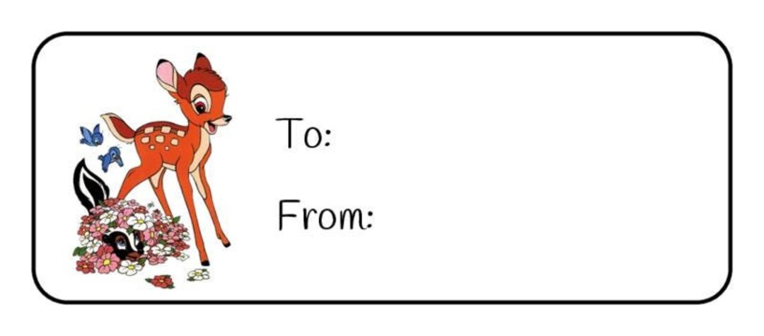 To From Gift Tags, Bambi, Labels, Stickers, Stamps, Party Favors ...