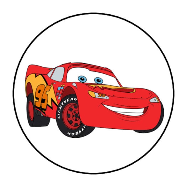 Lightning Mcqueen Round Stickers - Etsy Lightning Mcqueen Round Stickers - Etsy