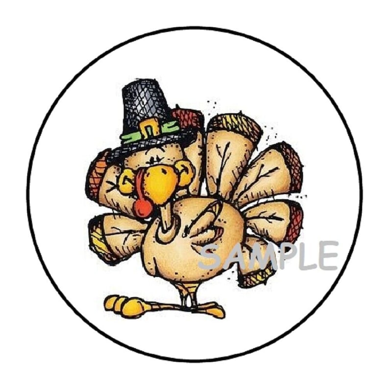 30 Cute Silly Turkey Envelope Seals Labels Stickers 1.5" Round ...