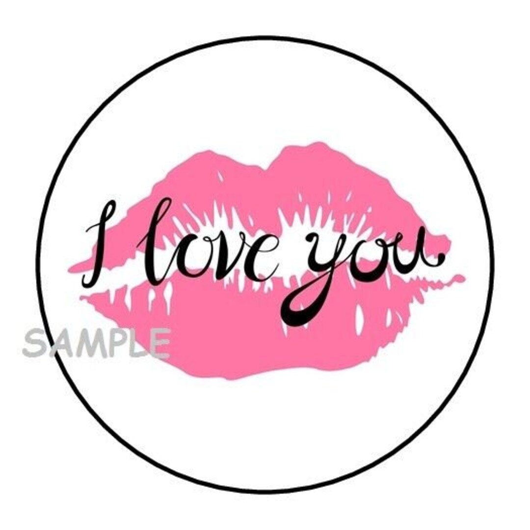 30 Kissing Lips I Love You Envelope Seals Labels Stickers 1.5" Round ...