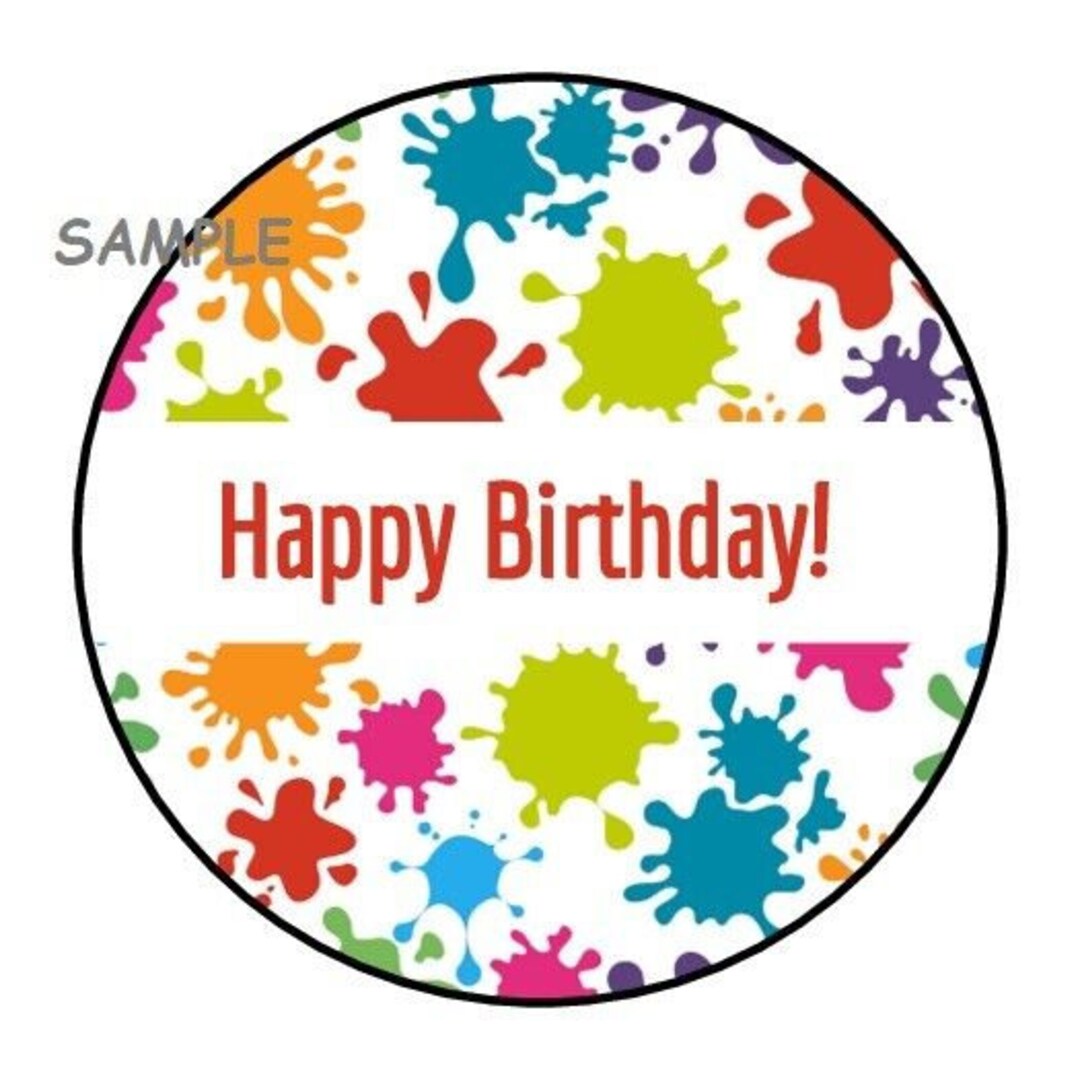 30 Happy Birthday Paint Splatter Envelope Seals Labels Stickers 1.5 ...