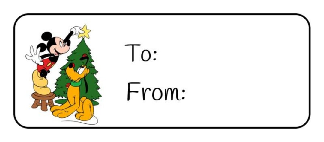 To From Gift Tags, Mickey Mouse & Pluto Christmas, Labels, Stickers ...