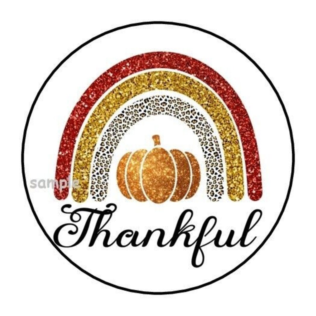 30 Thankful Envelope Seals Labels Stickers 1.5" Round Fall Autumn ...
