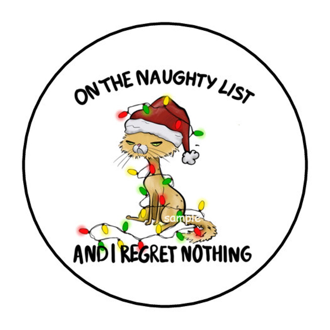 30 Funny Christmas Cat Kitten Stickers, Envelope Seals, Tags, Favors ...