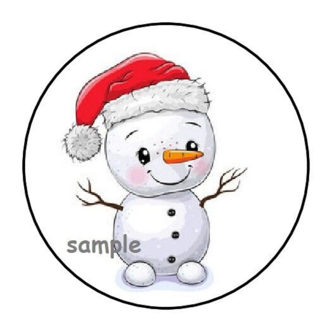 30 Cute Snowman Envelope Seals Labels Stickers 1.5" Round Christmas ...