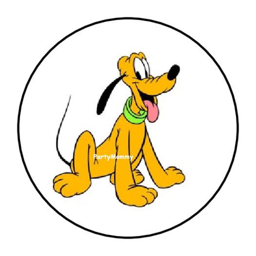 Pluto Stickers, Labels, Favors, Tags, Stamps, 1.5", Round, Disney ...