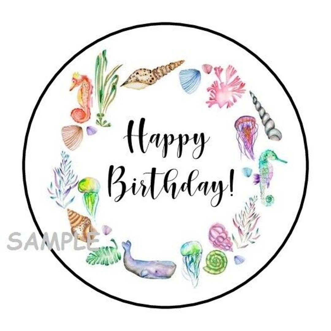 30 Under the Sea Happy Birthday Envelope Seals Labels Stickers 1.5 ...
