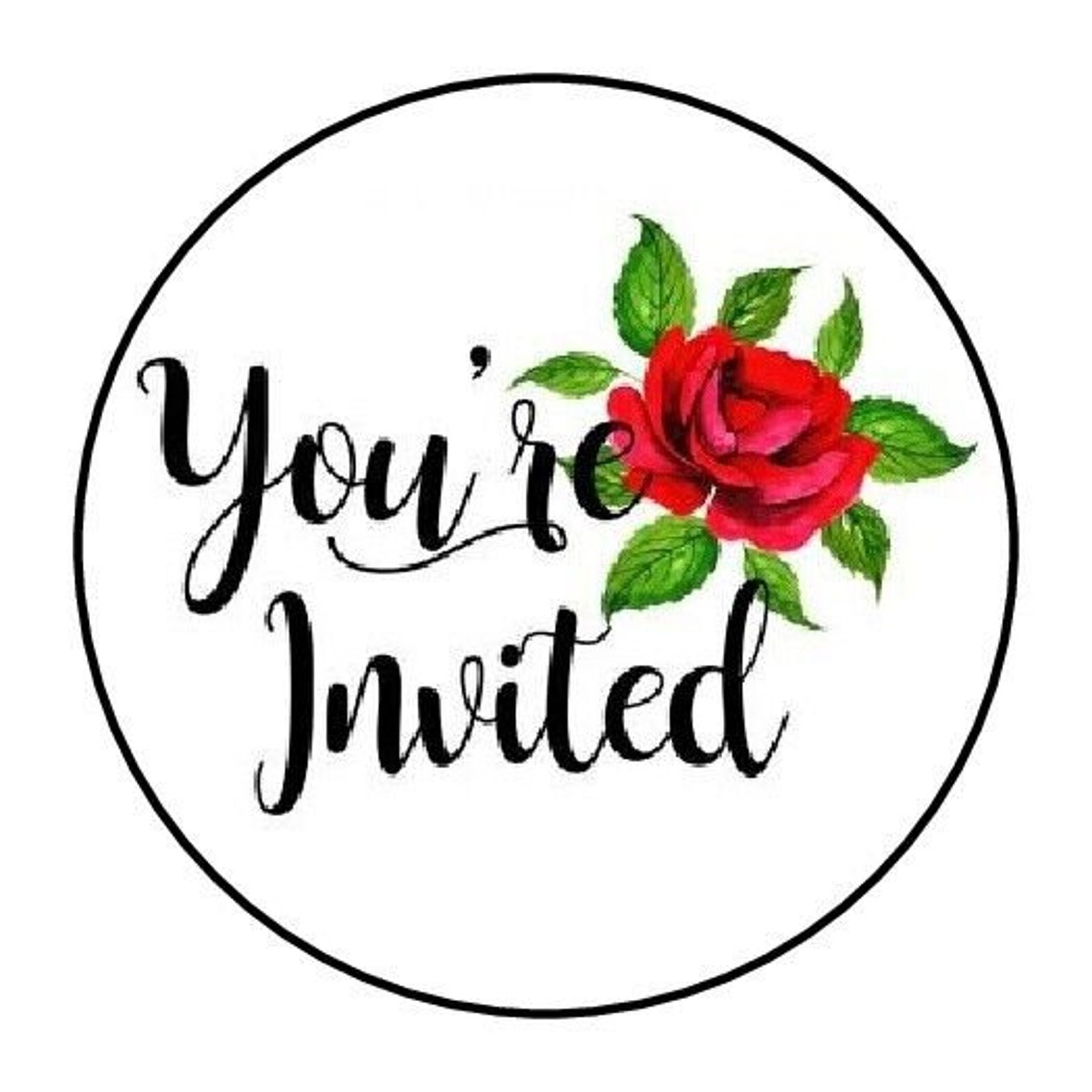 30 You're Invited Envelope Seals Labels Stickers 1.5" Round Red Rose - Etsy