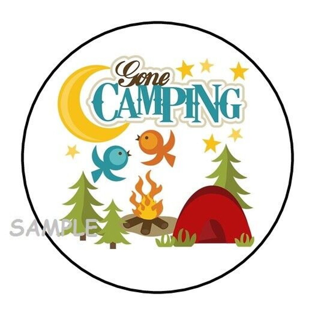 30 Gone Camping Envelope Seals Labels Stickers 1.5" Round Party Favors ...