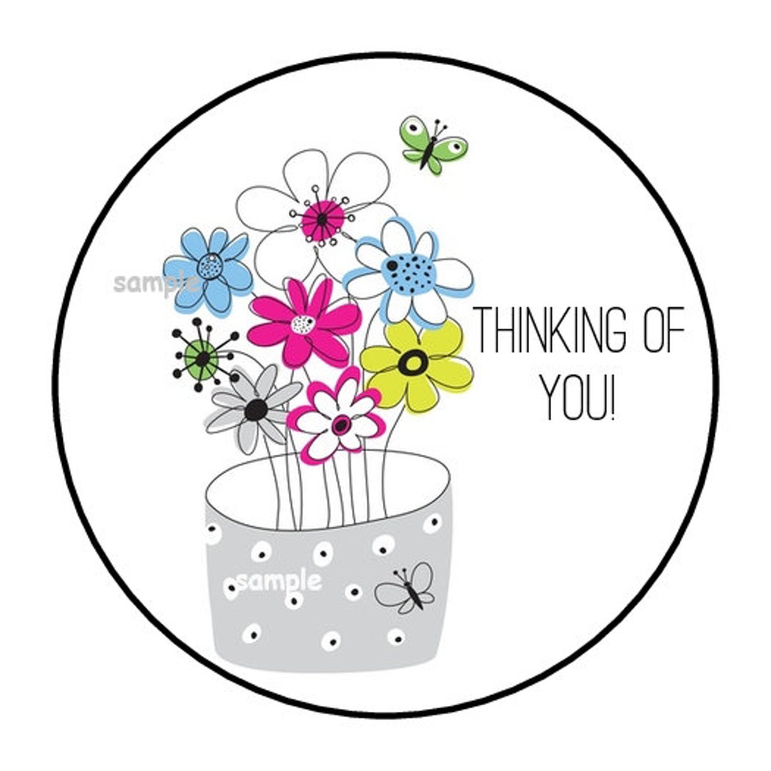 30 Thinking of You Stickers, Envelope Seals, Labels, Tags, Stamps, 1.5 ...