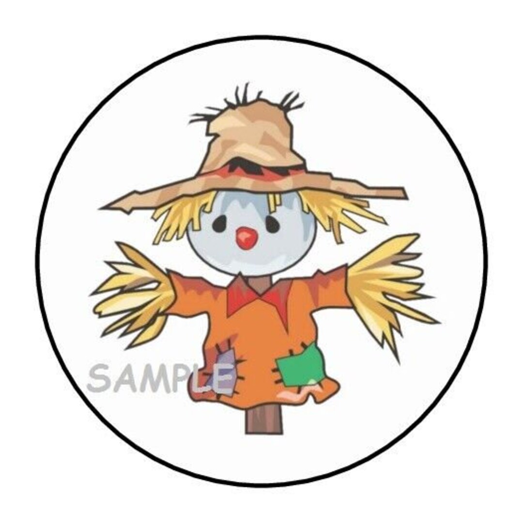 30 Scarecrow Envelope Seals Labels Stickers 1.5" Round Halloween Party ...