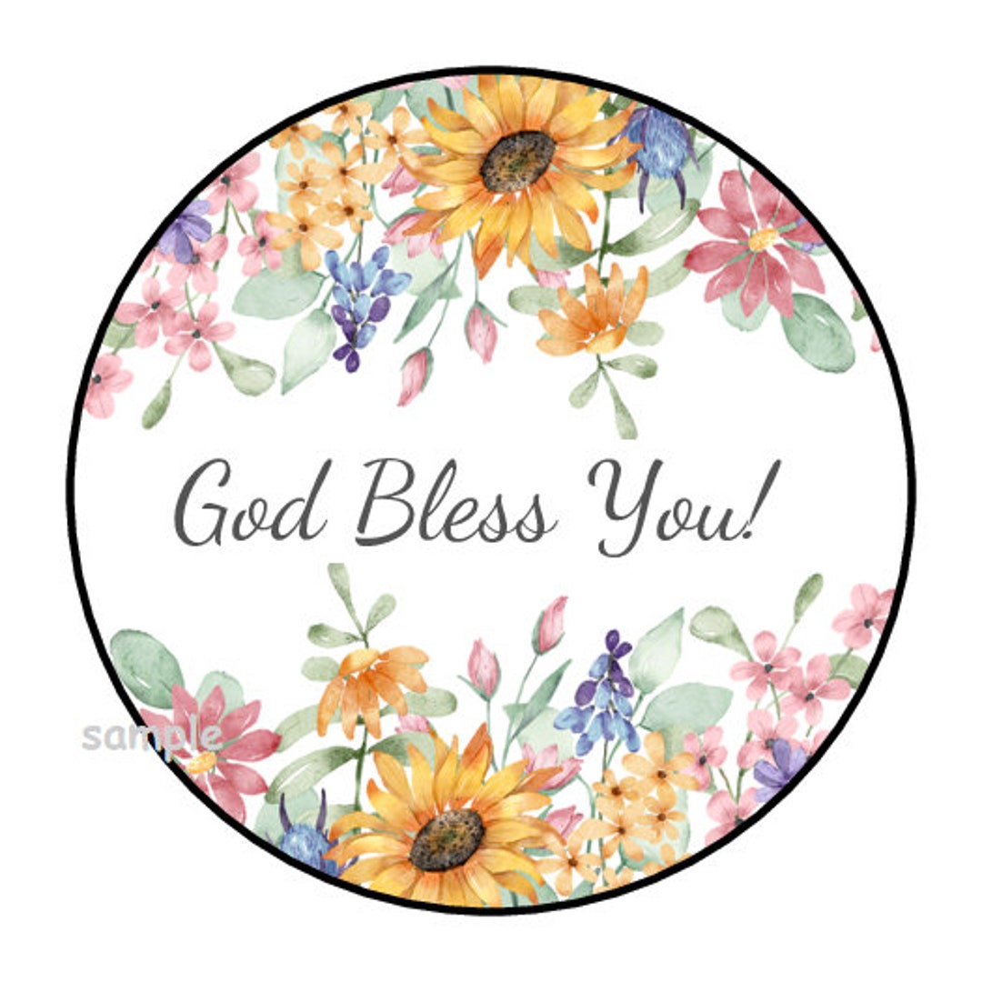 30 Floral God Bless You Stickers, Envelope Seals, Labels, Tags, Stamps ...