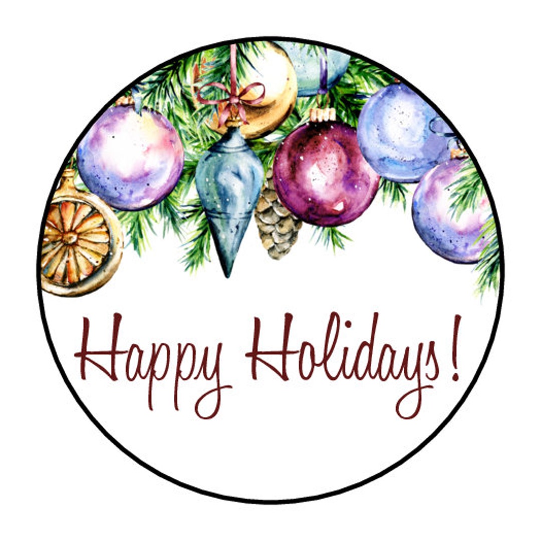 30 Happy Holidays Stickers, Ornaments, Christmas, Envelope Seals ...