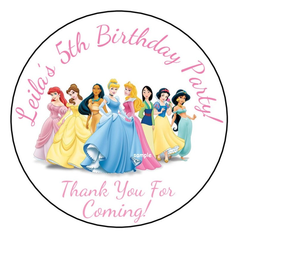 12 Princess Birthday Party Stickers, Personalized, Favor Stickers ...