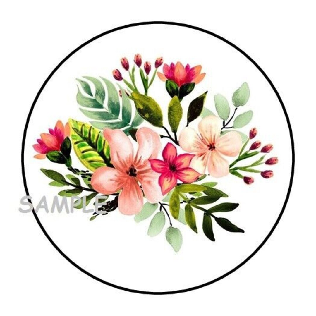 30 Boho Envelope Seals Labels Stickers 1.5" Round Flowers Floral - Etsy