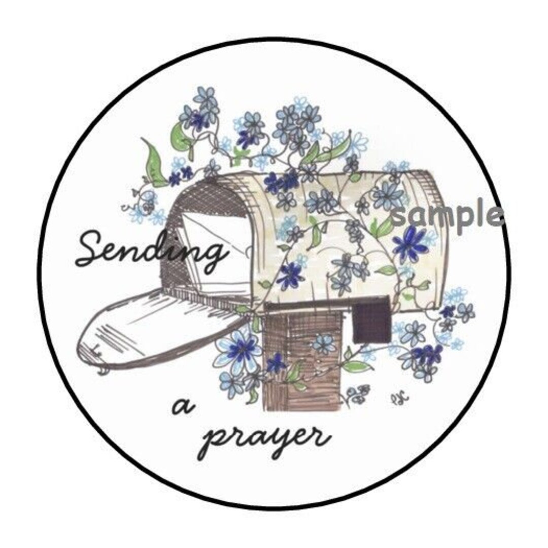 30 Sending a Prayer Envelope Seals Labels Stickers 1.5" Round Floral ...