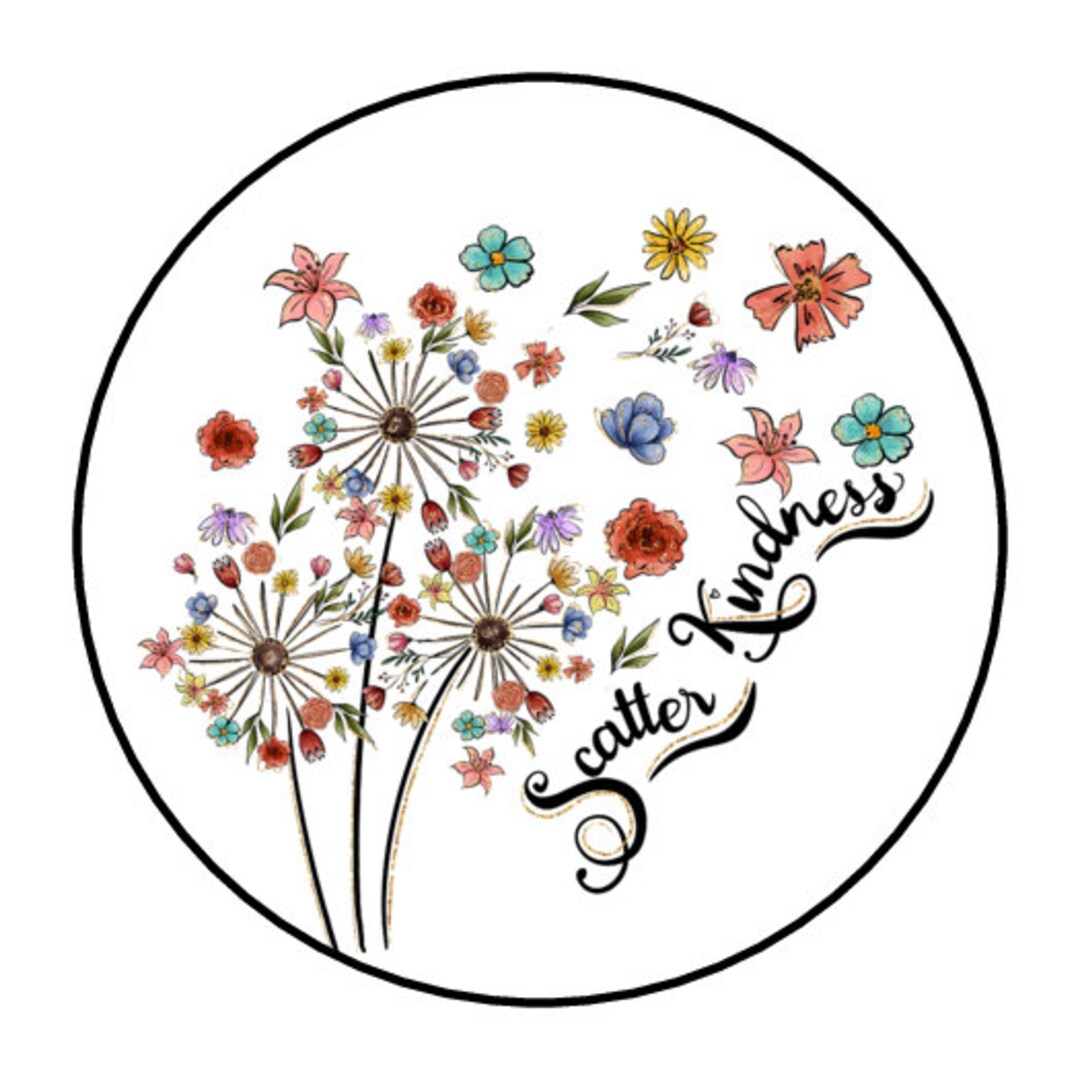 30 Scatter Kindness Stickers, Labels, Envelope Seals, Dandelions ...