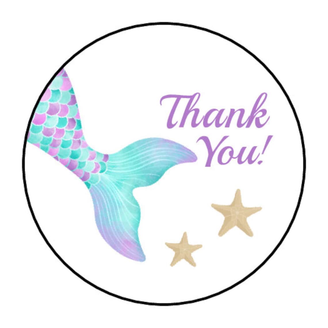 30 Thank You Mermaid Stickers Envelope Seals Labels - Etsy