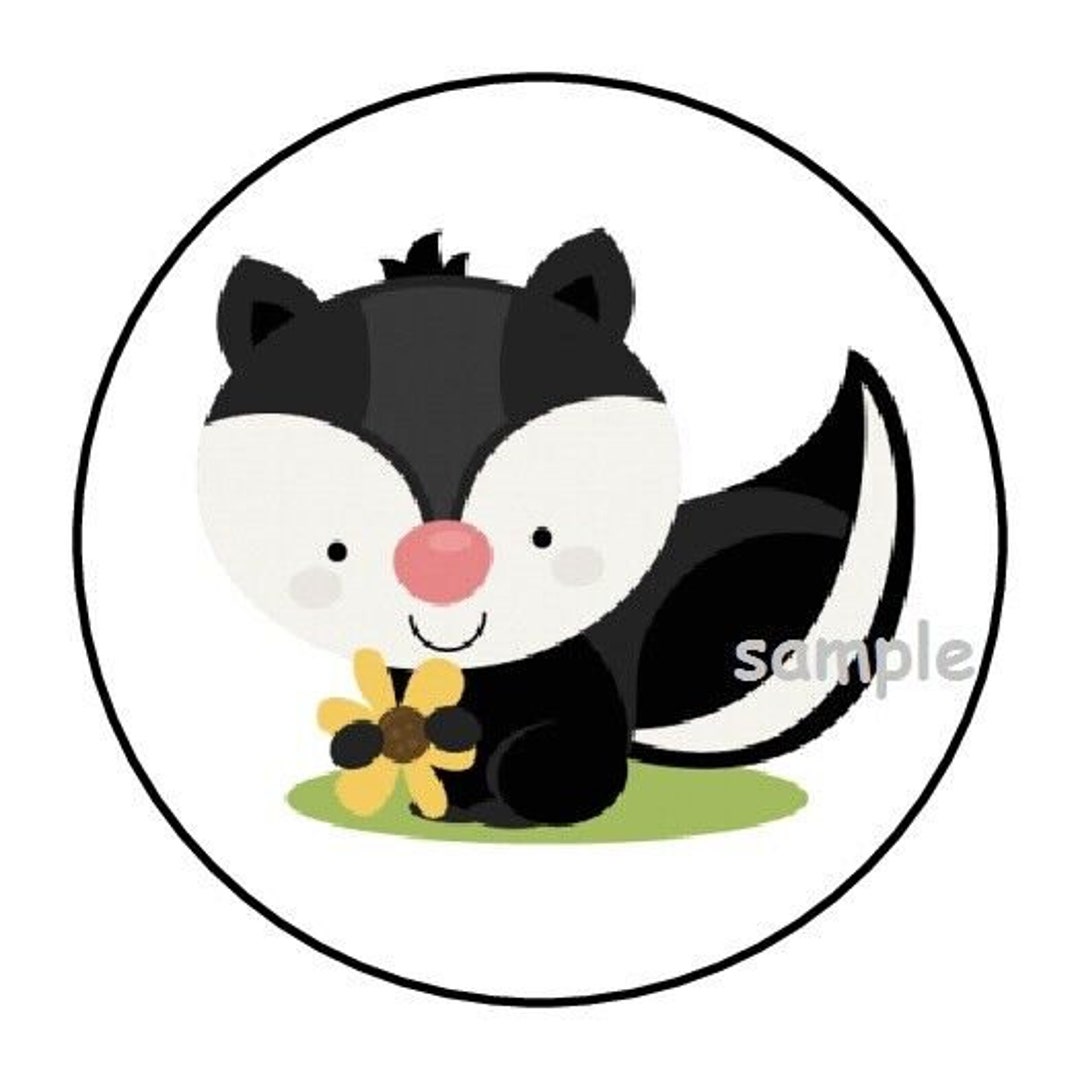 30 Cute Skunk Envelope Seals Labels Stickers 1.5 Round Party Favors ...