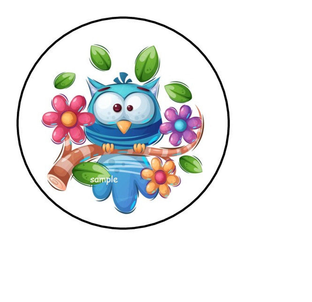 30 Cute Floral Owl Stickers, Labels, Envelope Seals, Stamps, 1.5 ...