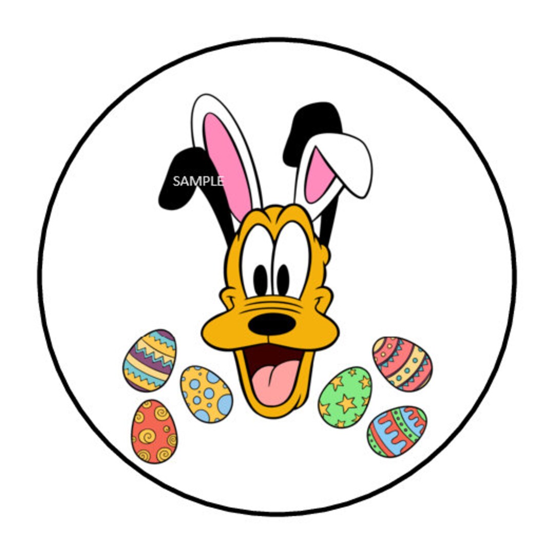 30 Pluto Easter Stickers Envelope Seals Labels Tags Favors Stamps 1.5 ...