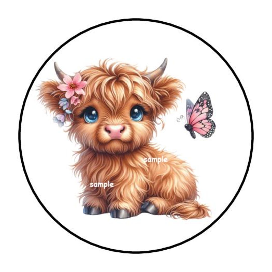 30 Baby Highland Cow Stickers, Envelope Seals, Labels, Tags, Stamps, 1. ...