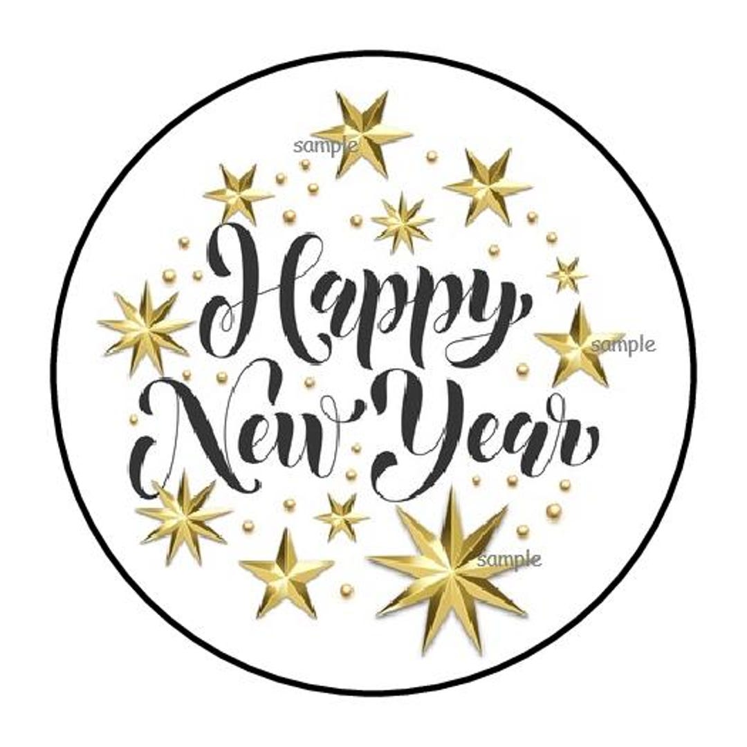 Happy New Year Stickers, Envelope Seals, Tags, Favors, Stamps, Labels ...