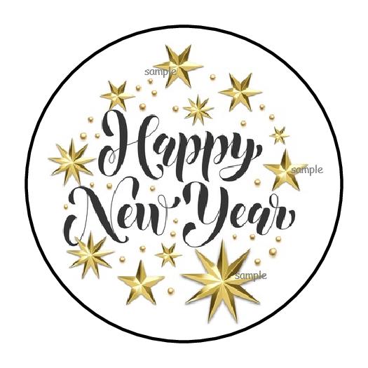 Happy New Year Stickers, Envelope Seals, Tags, Favors, Stamps, Labels ...