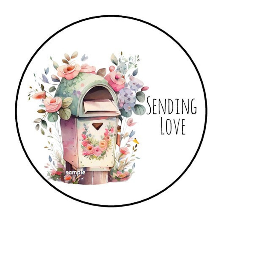 30 Sending Love Stickers Floral Mailbox Envelope Seals Labels Tags ...