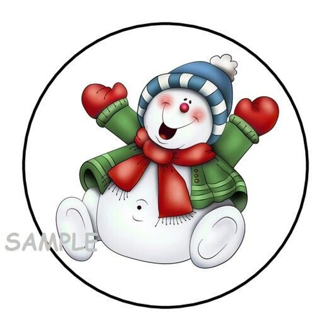30 Cute Christmas Snowman Envelope Seals Labels Stickers 1.5" Round ...