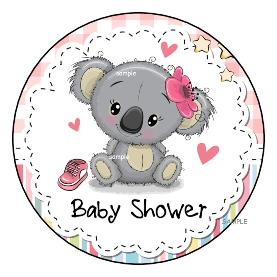 12 Cute Koala Bear Baby Shower Stickers, Favor Labels, Gift Tags, 2.5 ...