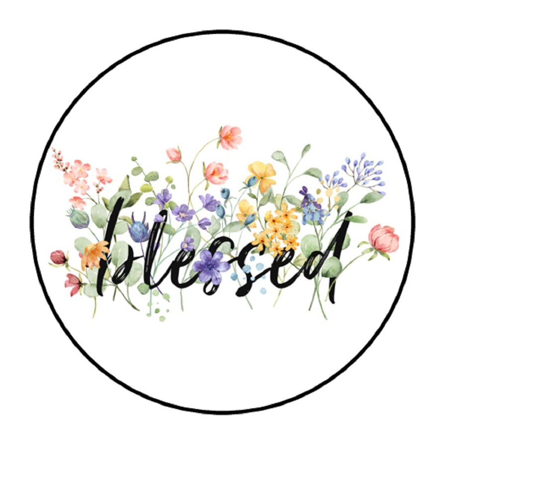 30 Floral Blessed Stickers, Envelope Seals, Labels, 1.5", Round ...