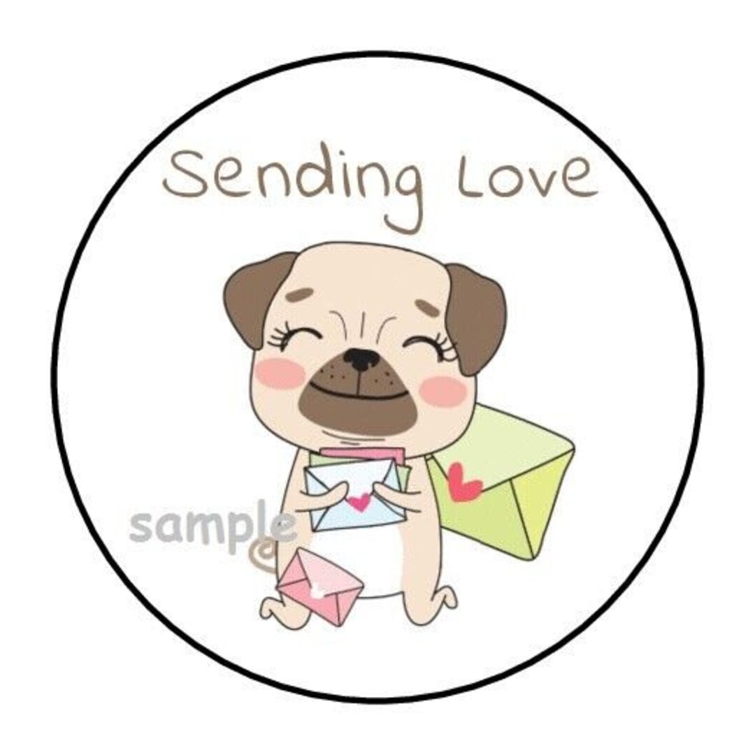 30 Cute Sending Love Puppy Envelope Seals Labels Stickers 1.5 Round Dog ...