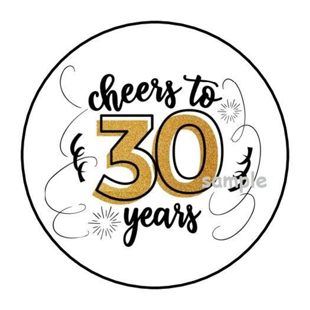 30 Printed 30th Birthday Envelope Seals Labels Stickers 1.5" Round ...