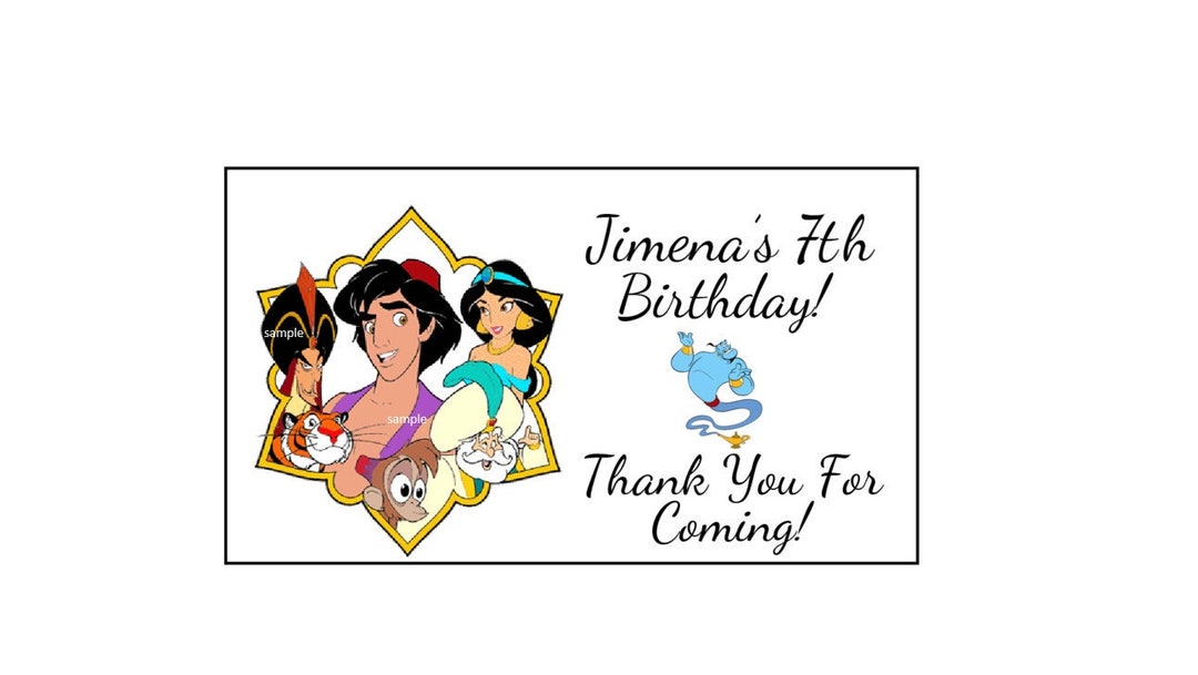 8 Personalized Aladdin Stickers, Labels, Tags, Favors, 3.5" X 2 ...