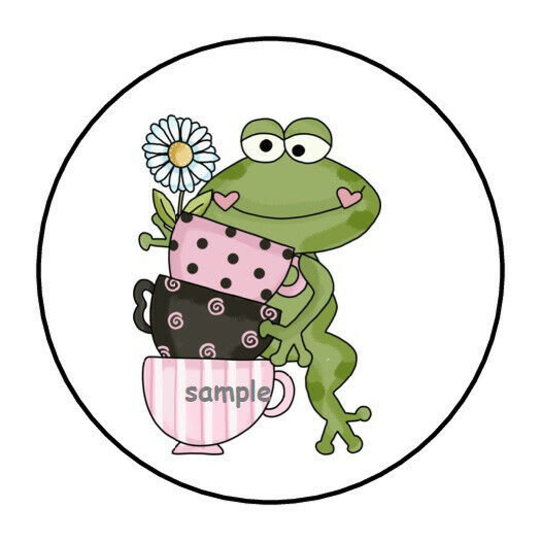 30 Happy Cute Frog Envelope Seals Labels Stickers 1.5" Round Love Daisy ...