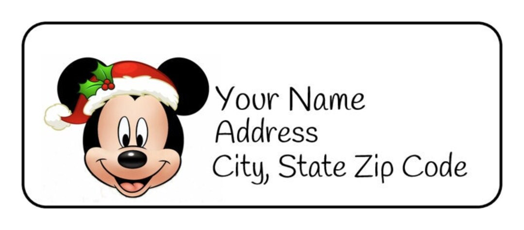 30 Mickey Mouse Address Labels, Christmas, Stickers, Name Tags, Gift ...
