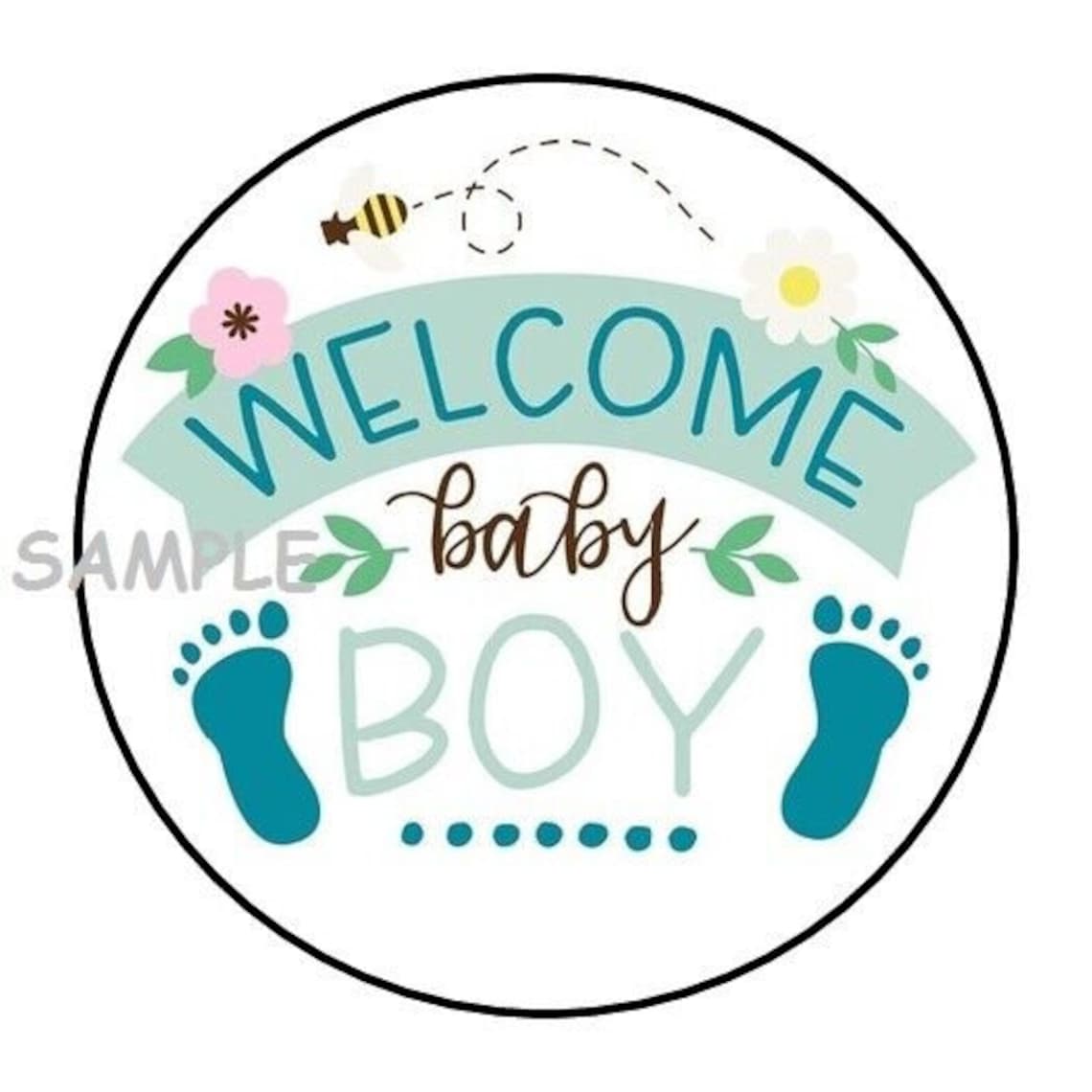 30 Welcome Baby Boy Shower Stickers Favors Labels Round - Etsy
