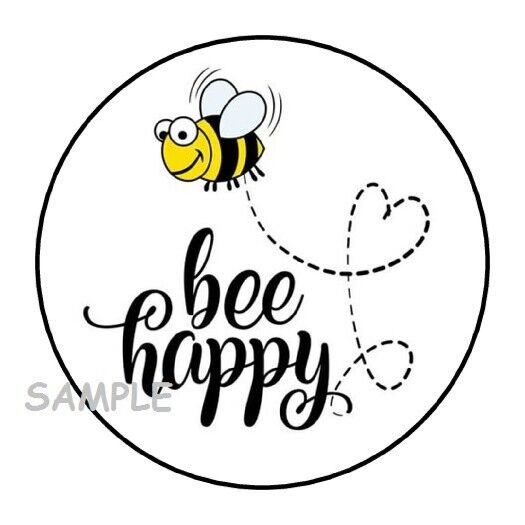 30 Be Bee Happy Stickers Favors Labels Round 1.5" Envelope Seals Party ...