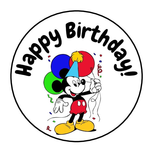 30 Mickey Mouse Happy Birthday Stickers Envelope Seals Labels 1.5 Round ...