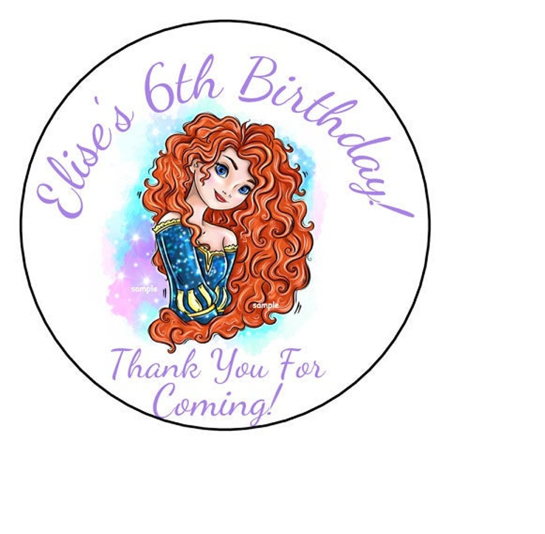 12 Personalized Merida Birthday Party Stickers, Labels, Gift Tags ...