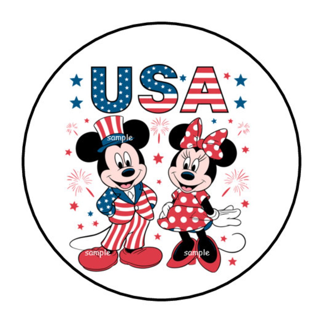 30 4th of July Minnie Mouse & Mickey Mouse Stickers, Envelope Seals ...