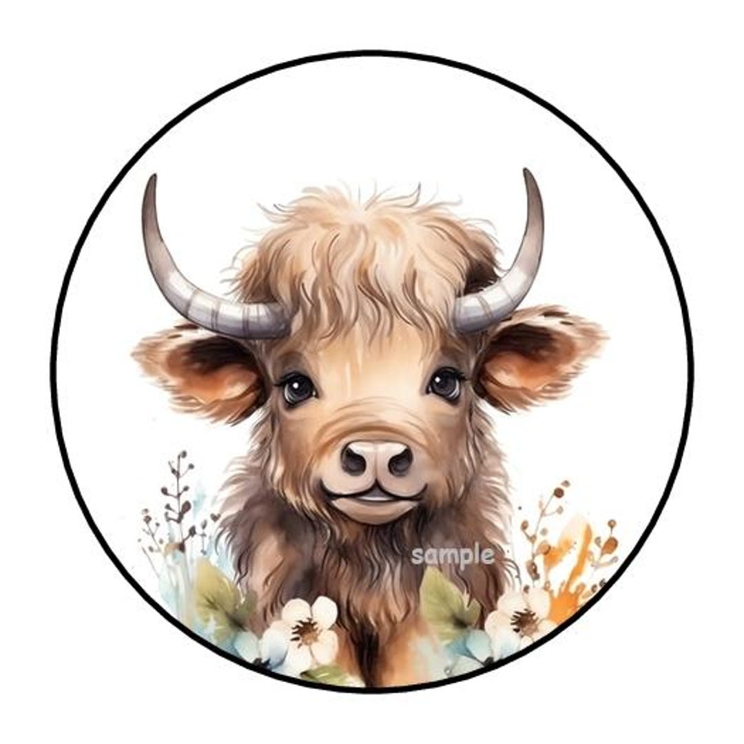 30 Highland Cow Stickers, Envelope Seals, Labels, Tags, Stamps, 1.5 ...