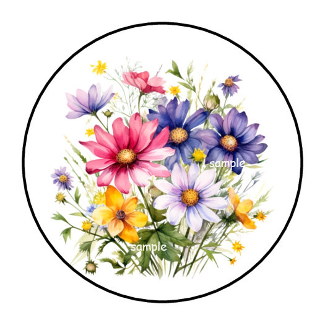 30 Pretty Wildflowers Stickers, Labels, Tags, Favors, Envelope Seals ...