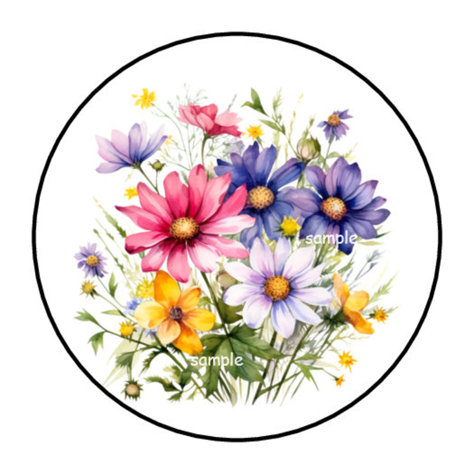 30 Pretty Wildflowers Stickers, Labels, Tags, Favors, Envelope Seals ...