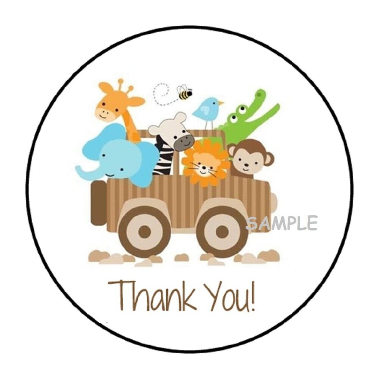 30 Thank You Zoo Jungle Safari Envelope Seals Labels Stickers 1.5 ...